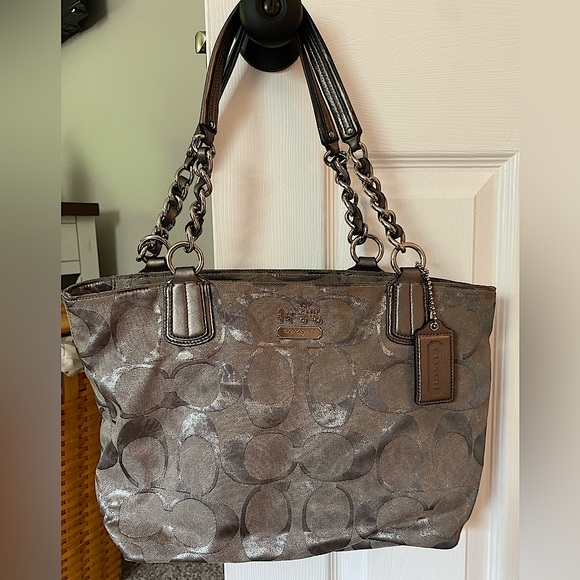 Coach | Bags | Coach Silvergray Shimmer Tote | Poshmark